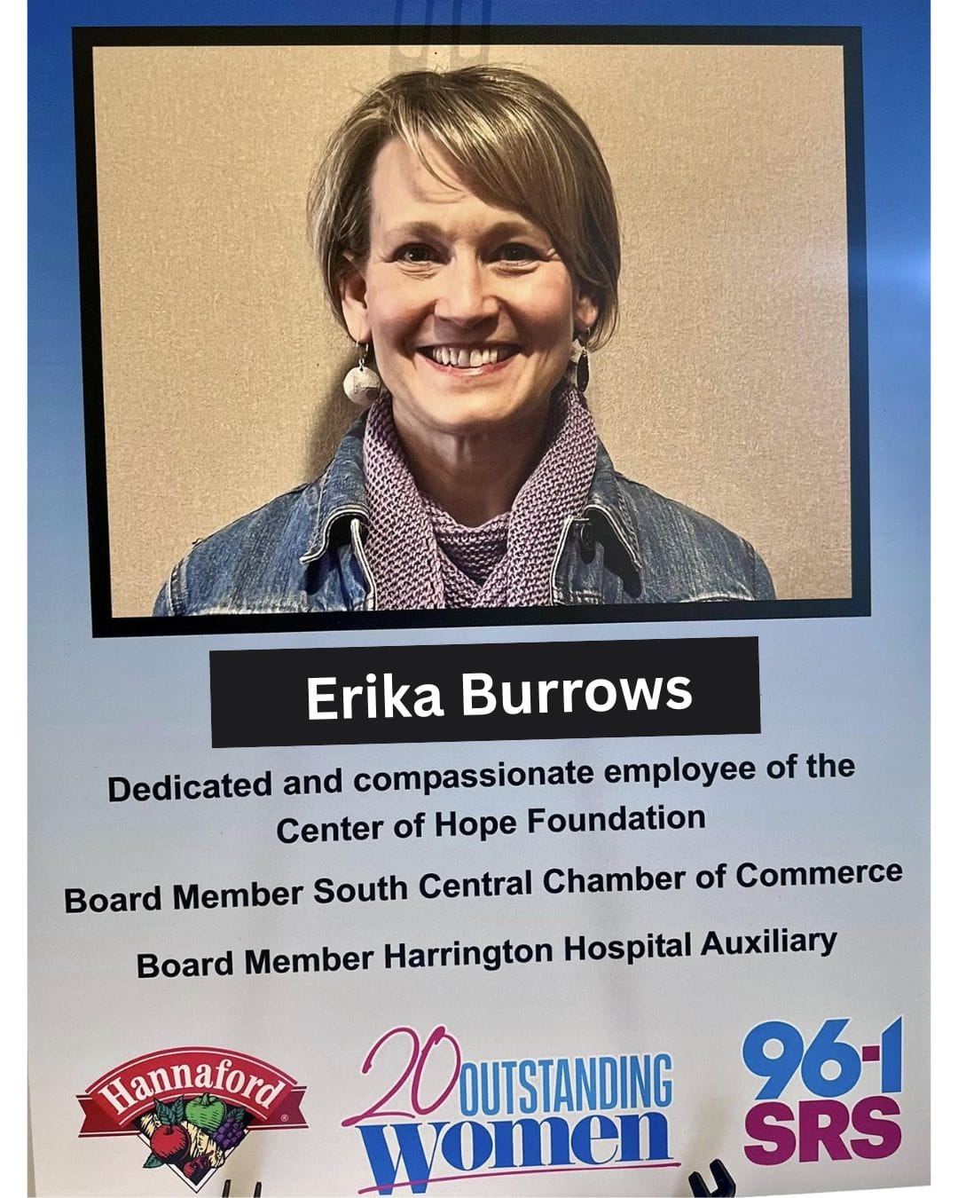 Center of Hope Foundation’s Erika Burrows Honored Among 96.1 SRS’s 20 ...